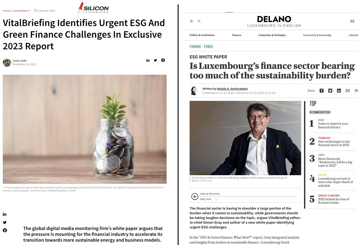 VitalBriefing's ESG white paper draws press coverage
